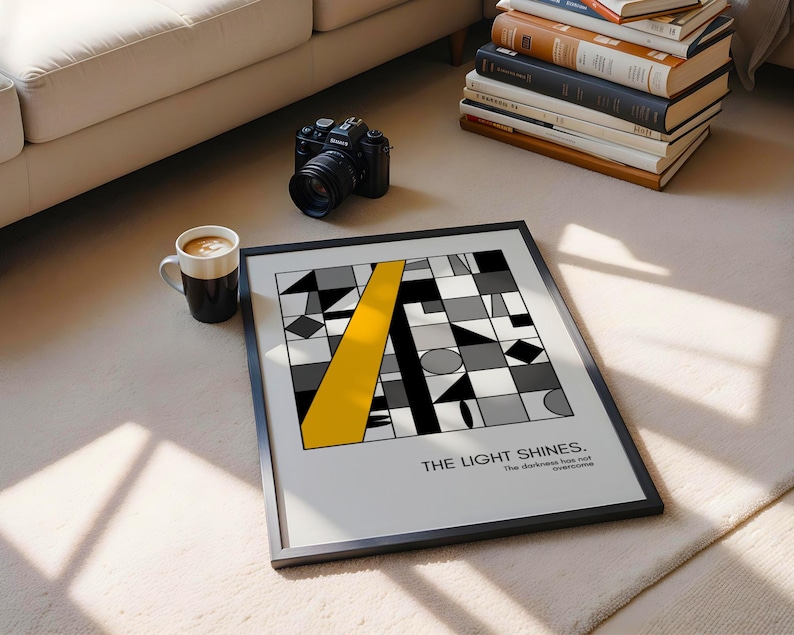 Bible Verse Poster Digital Download, Geometric Abstract John 1:5 ...