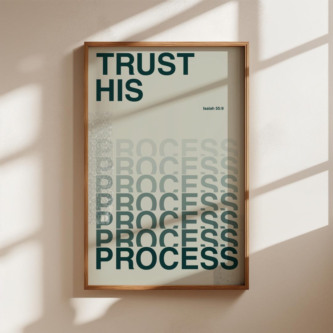 Trust His Process Print, Bible Verse Wall Art Digital Download, Modern ...