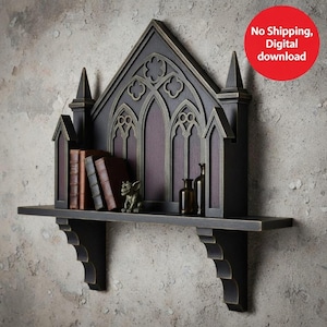 Gothic Shelf Decor STL File, Cathedral Wall Shelf STL, Victorian ...