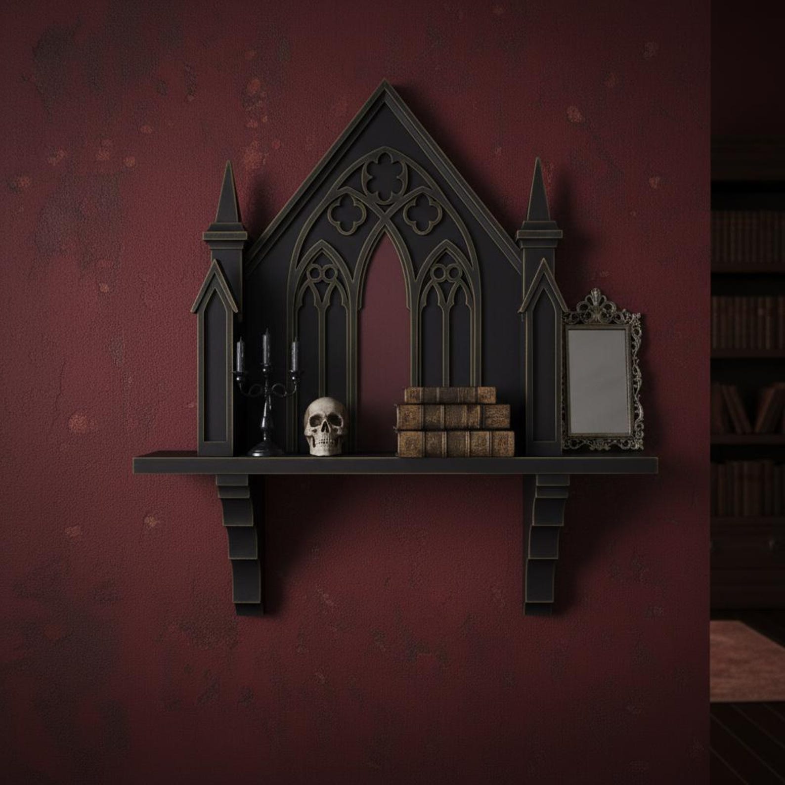 Gothic Shelf Decor STL File, Cathedral Wall Shelf STL, Victorian ...