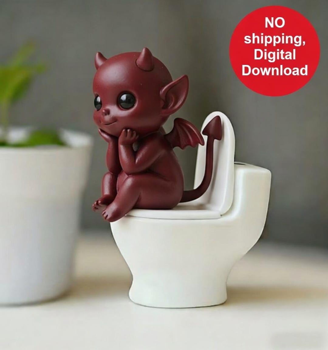 Devil Toilet Figurine STL | Kawaii Demon Desk Statue | Digital Download ...