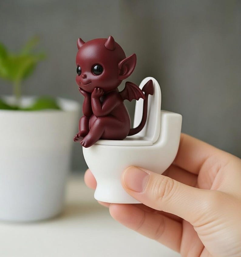 Devil Toilet Figurine STL | Kawaii Demon Desk Statue | Digital Download ...