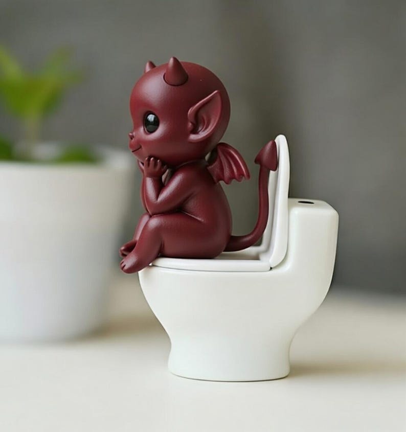 Devil Toilet Figurine STL | Kawaii Demon Desk Statue | Digital Download ...