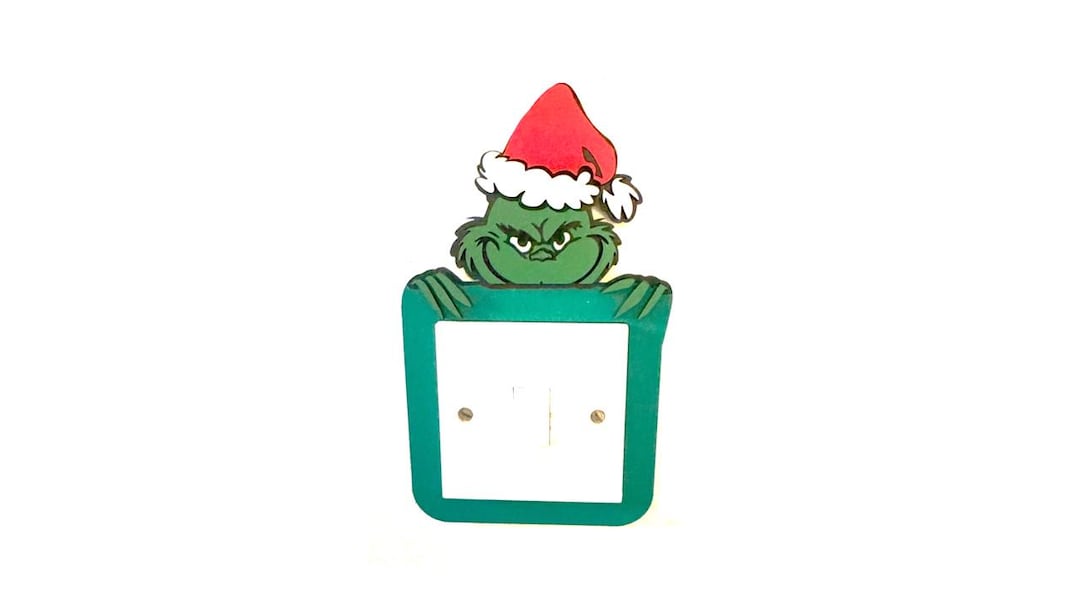 Grinch Light Switch Frame, MDF & Coloured Plywood, Christmas Wall Décor ...