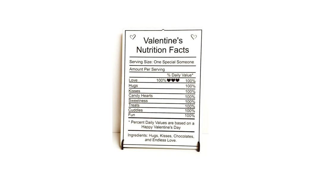 Valentine’s Nutrition Facts Sign Funny Romantic Gift Couples ...