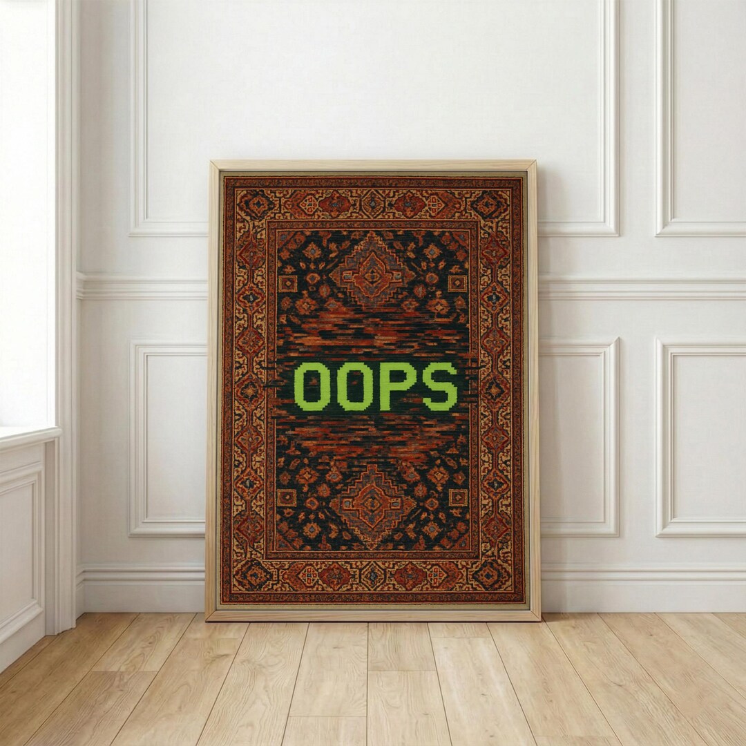 OOPS Glitch Art Print | Funny Typography Poster | Altered Antique Rug ...