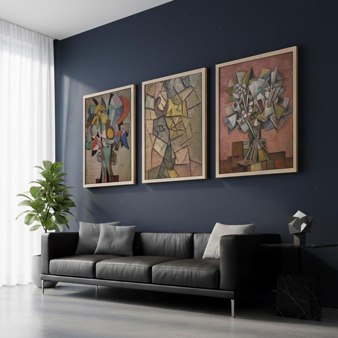 Set of 3 Picasso Style Cubism Prints | Abstract Geometric Poster Bundle ...