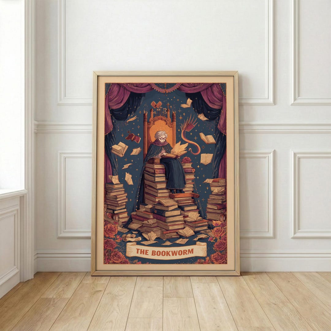 The Bookworm Tarot Card Print | Art Nouveau Wall Art | Dark Academia ...