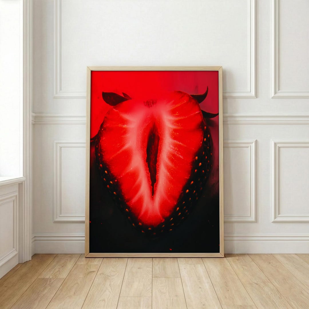 Abstract Red Strawberry Art Print | Feminist Yonic Wall Decor | Moody ...