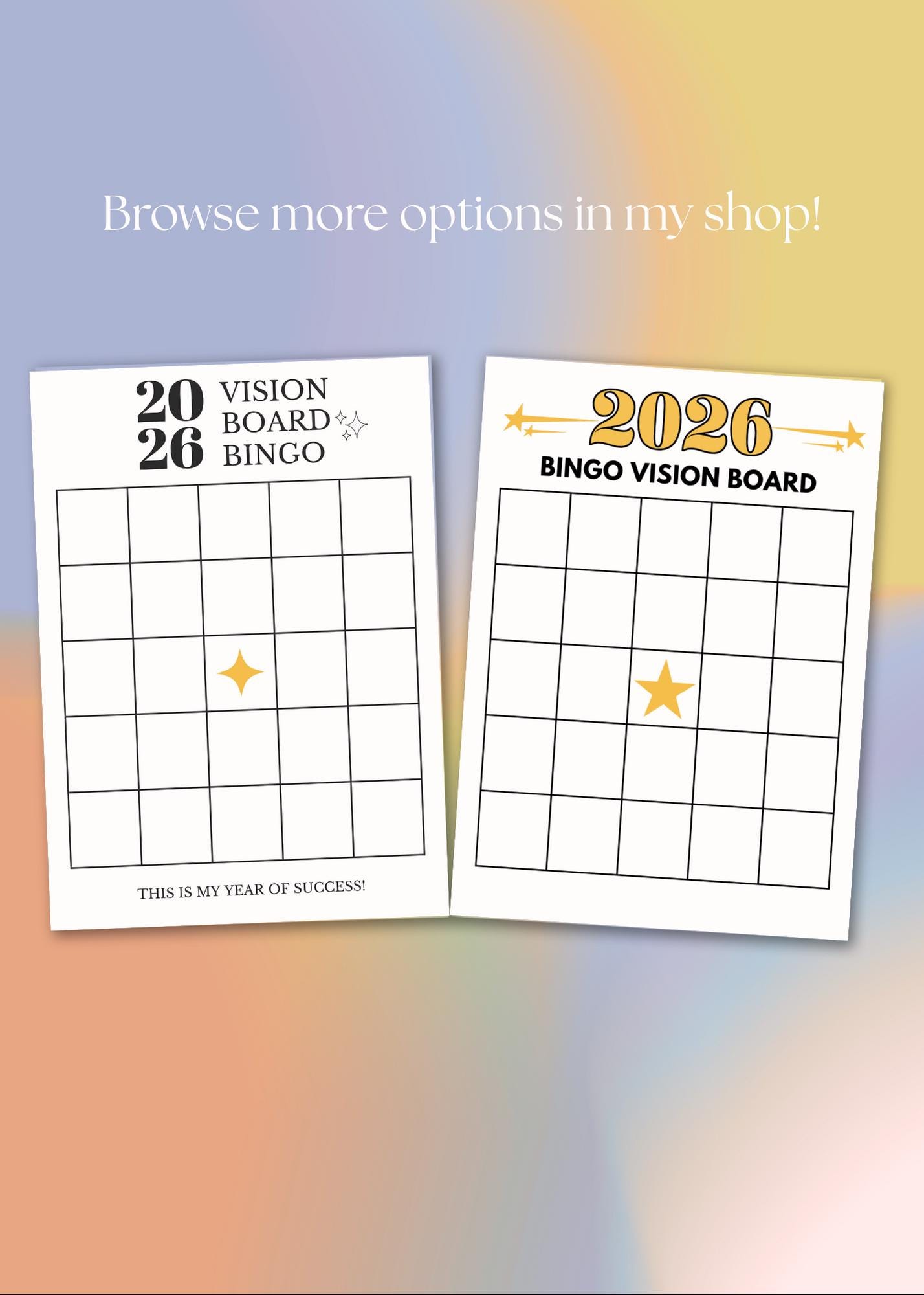 Vision Board Bingo Digital Vision Board Printable Vision Board New Year ...