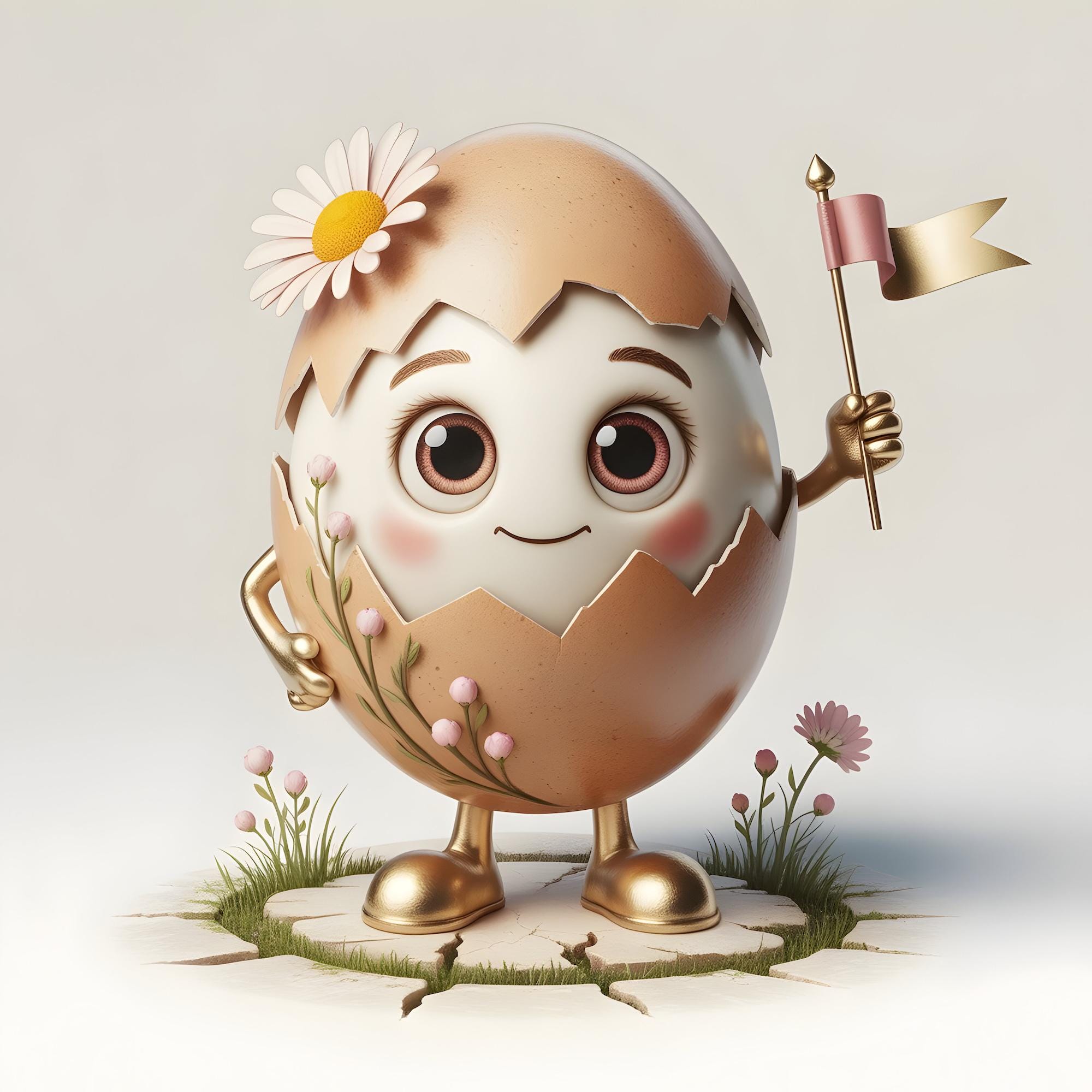 Whimsical Easter Egg Clipart Bundle, 32 Cute 3D Spring Egg Characters ...