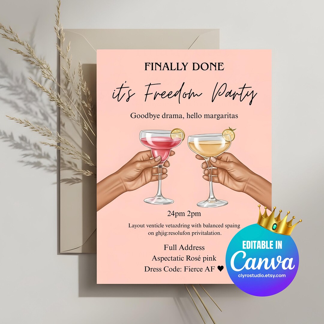 Freedom Party Invitation, Divorce Celebration Invite, Finally Done ...
