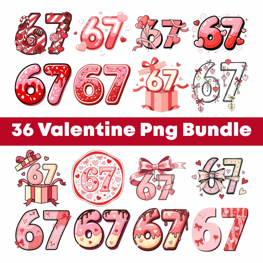 67 Valentine Numbers PNG Bundle Valentine Clipart Love Heart Number ...