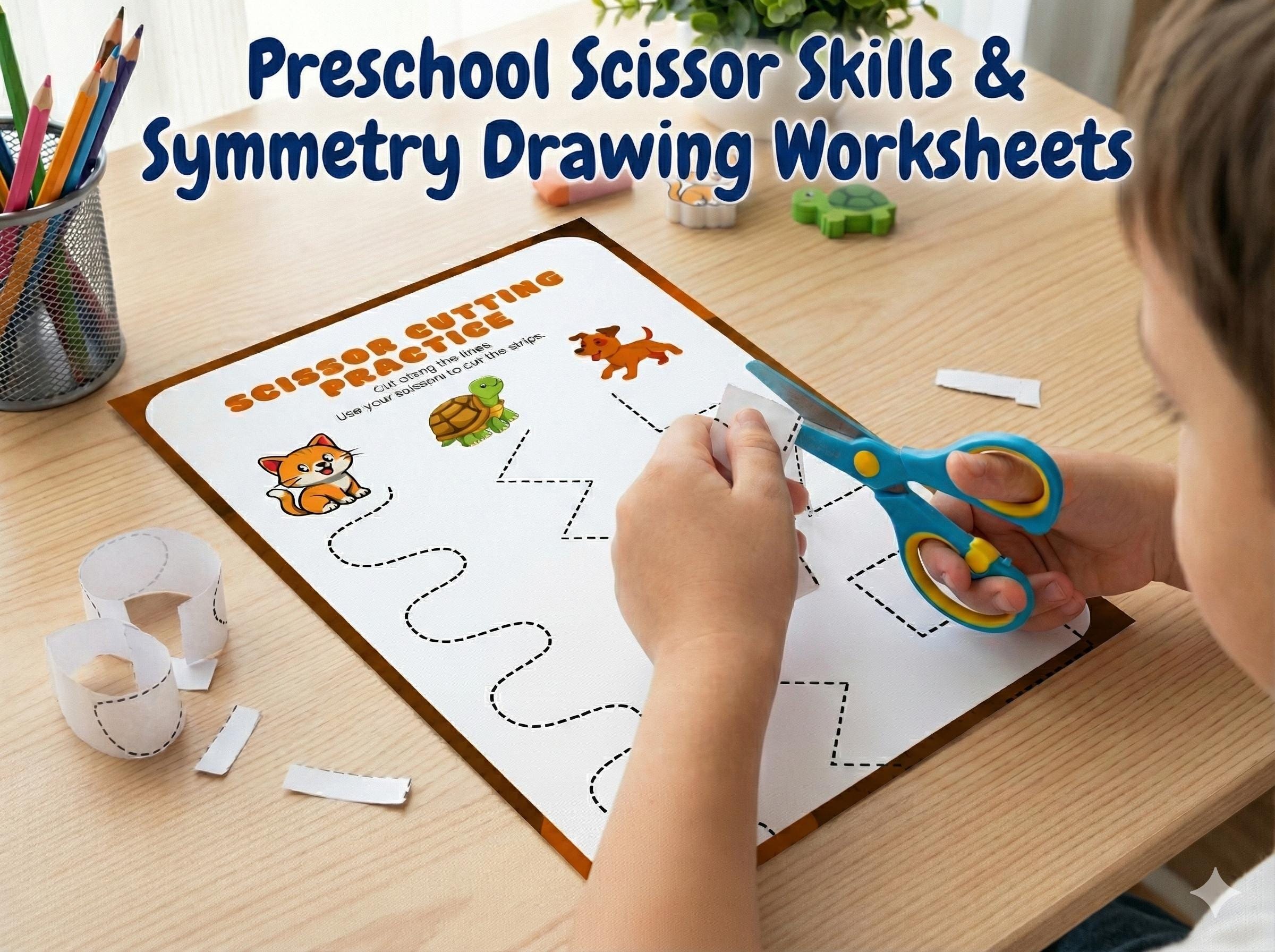 Scissor Cutting Worksheet for Preschool Kids - Etsy