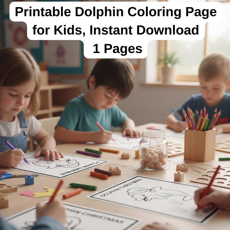 Printable Dolphin Coloring Page for Kids, Instant Download– 1 Pages - Etsy