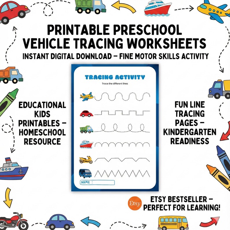 Tracing Activity for Kids Pre K and Kindergarten Fine Motor Skills PDF ...