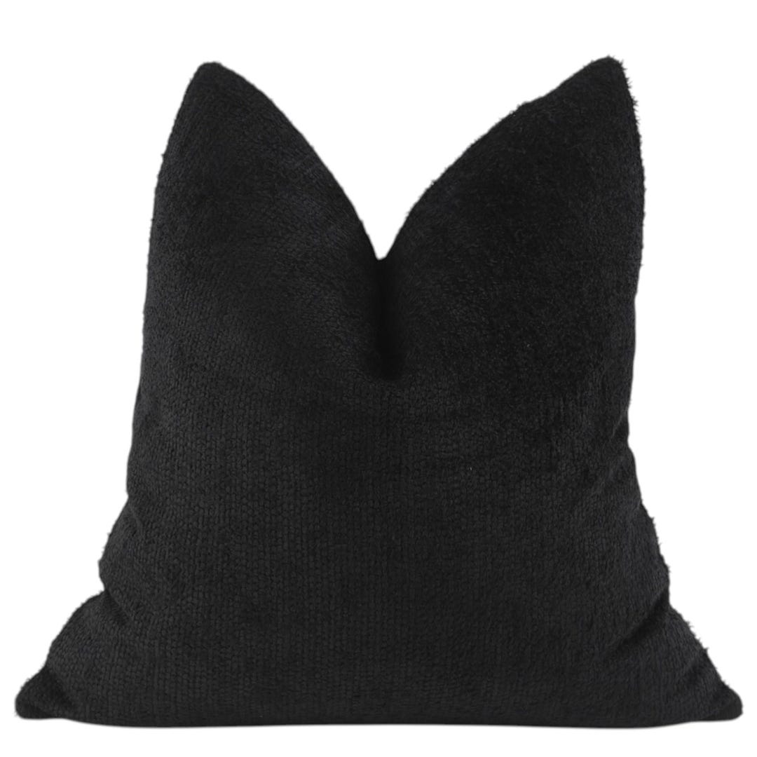 Black Textured Pillow Cover, Luxury Dark Throw Pillow - Etsy