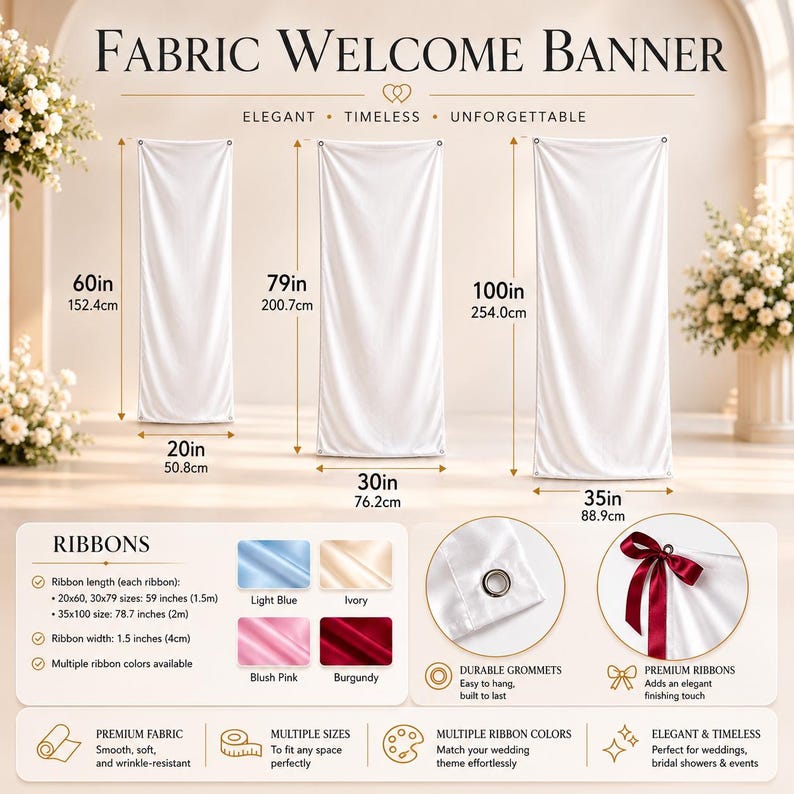 Fabric Wedding Welcome Sign -modern Satin Welcome Signage, Minimalist ...