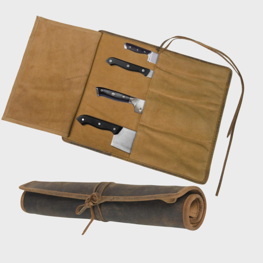 Personalized Leather Chef Knife Roll, Monogrammed Knife Storage Case - Etsy
