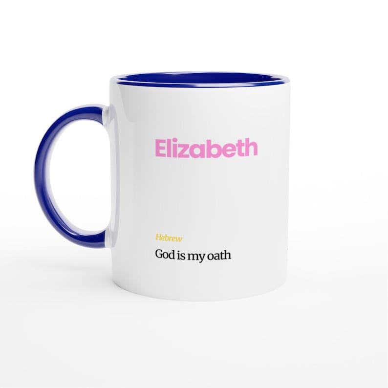Elizabeth Name Meaning Mug – Personalized Hebrew Coffee Cup, Seven ...