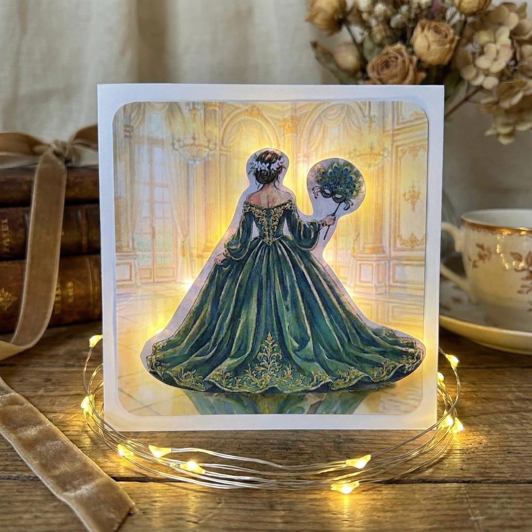 Handmade Masquerade Ball LED Card, Regency Interactive Ballgown ...