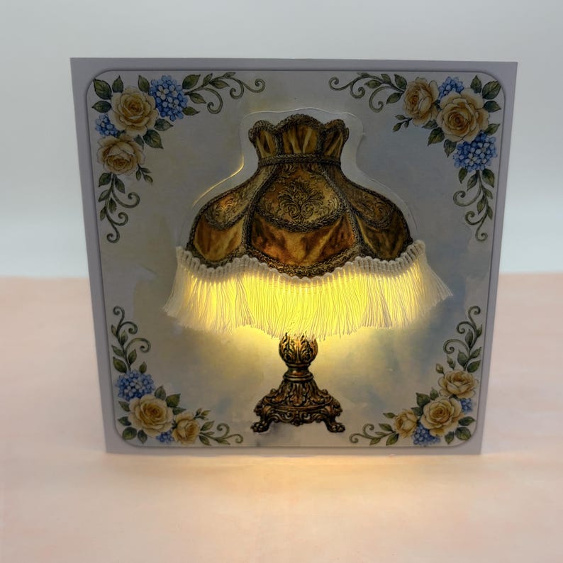 LED 3D Vintage Light up Lamp Card | Cosy Reading Gift for Mum, Retro ...