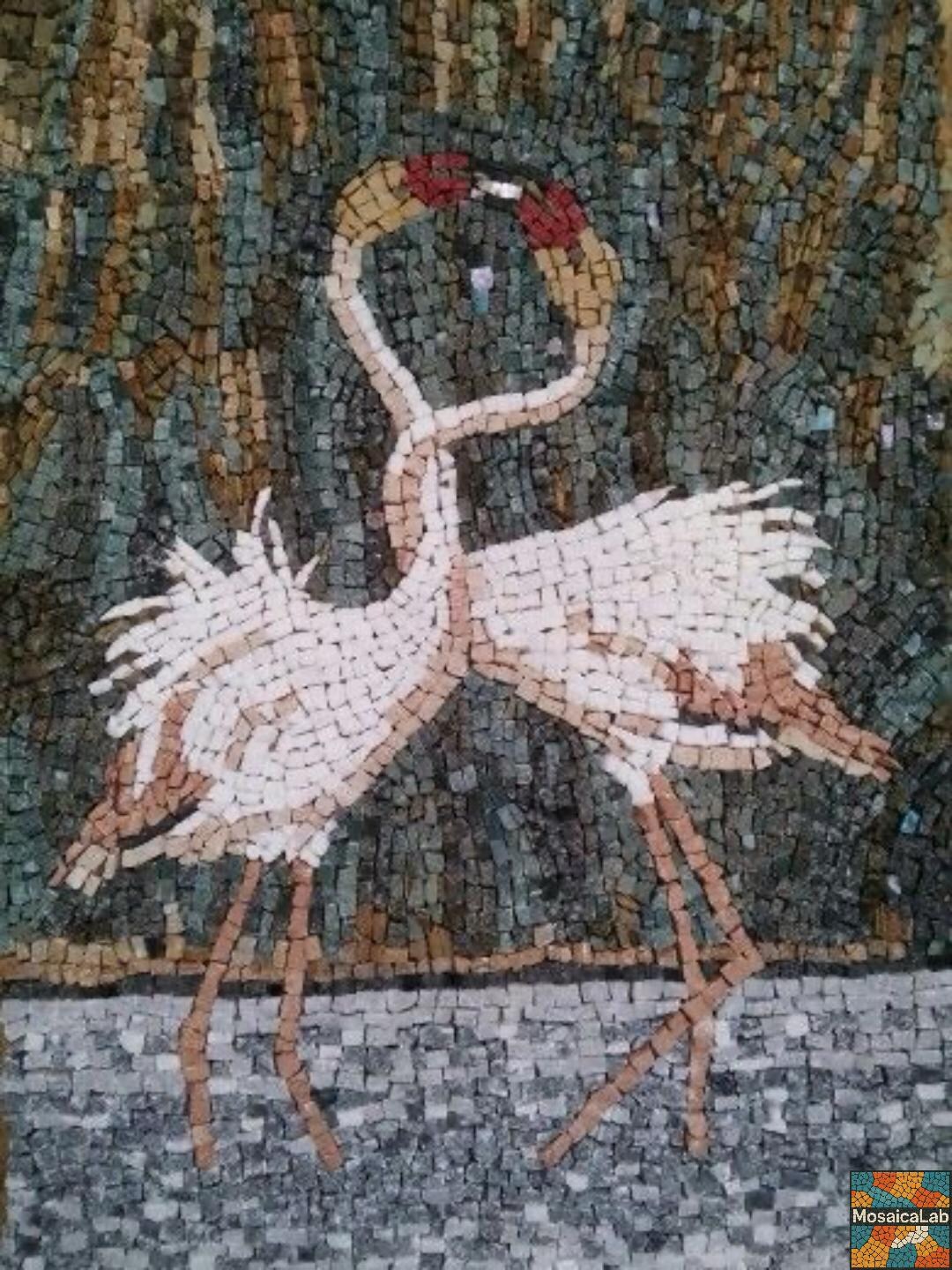 Handmade 'embracing Cranes' Mosaic Art – Natural Stone Wall Decor for ...