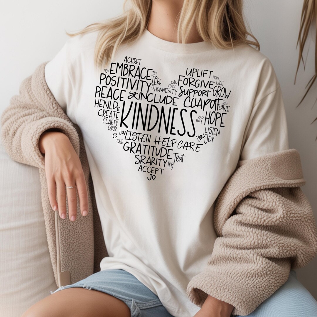 Kindness Heart Shirt, Cute Heart Be Kind Graphic Tees - Etsy