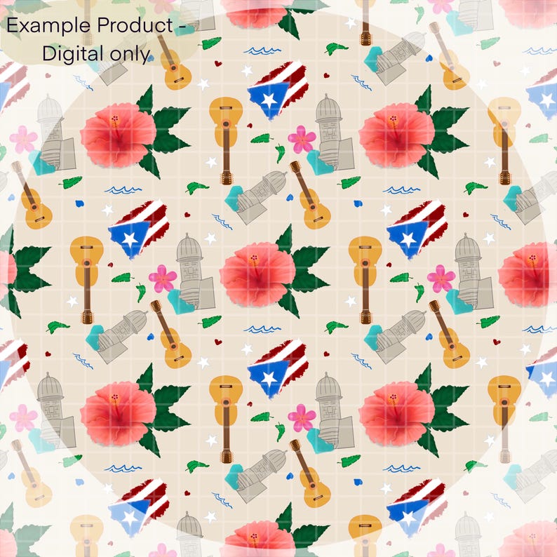 Puerto Rico Seamless Pattern PNG, Caribbean Hand Drawn Design, Tropical ...