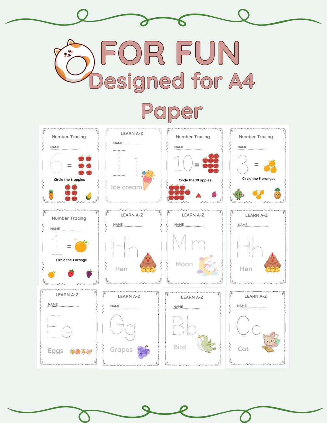 Alphabet and Numbers Coloring Pages, ABC Tracing for Kids, 1-10 ...