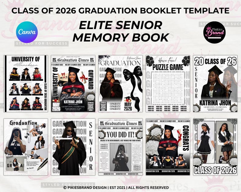 Graduation Magazine Editable Canva Template, Graduation Booklet ...
