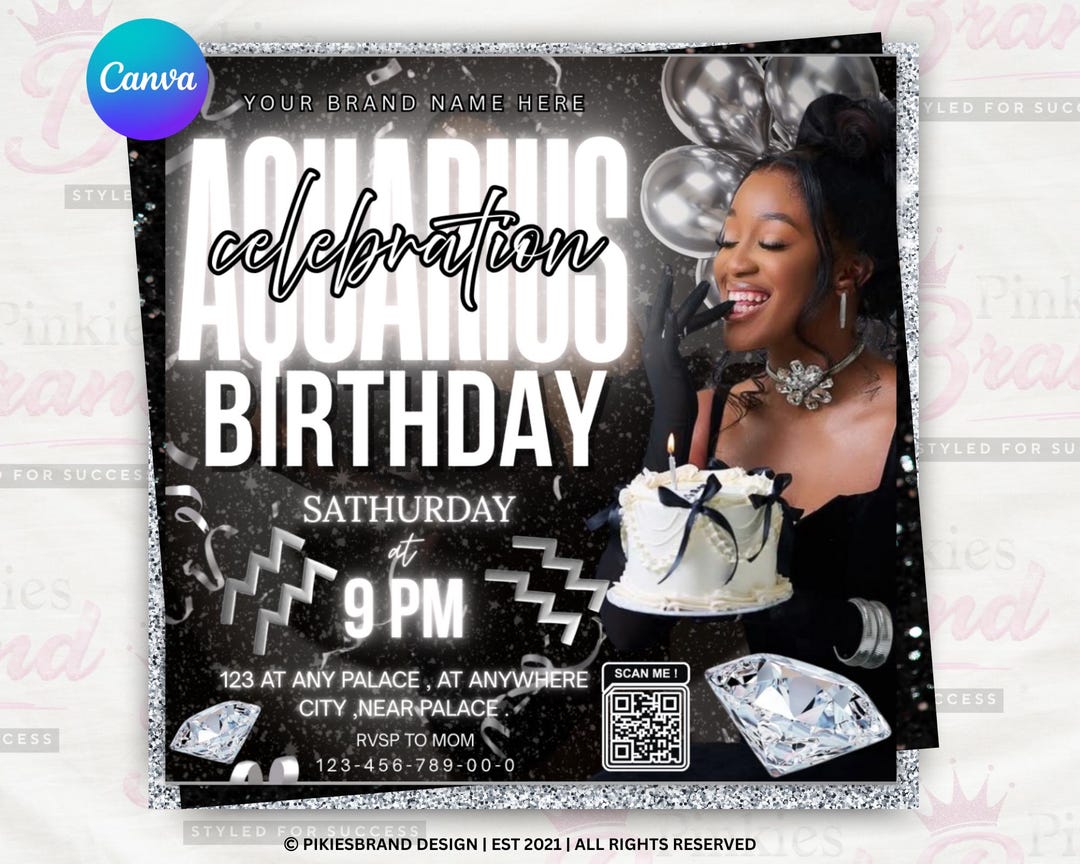 Aquarius Birthday Flyer, Aquarius Bash Flyer, Birthday Flyer, Birthday ...