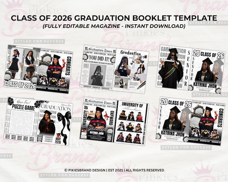 Graduation Magazine Editable Canva Template, Graduation Booklet ...