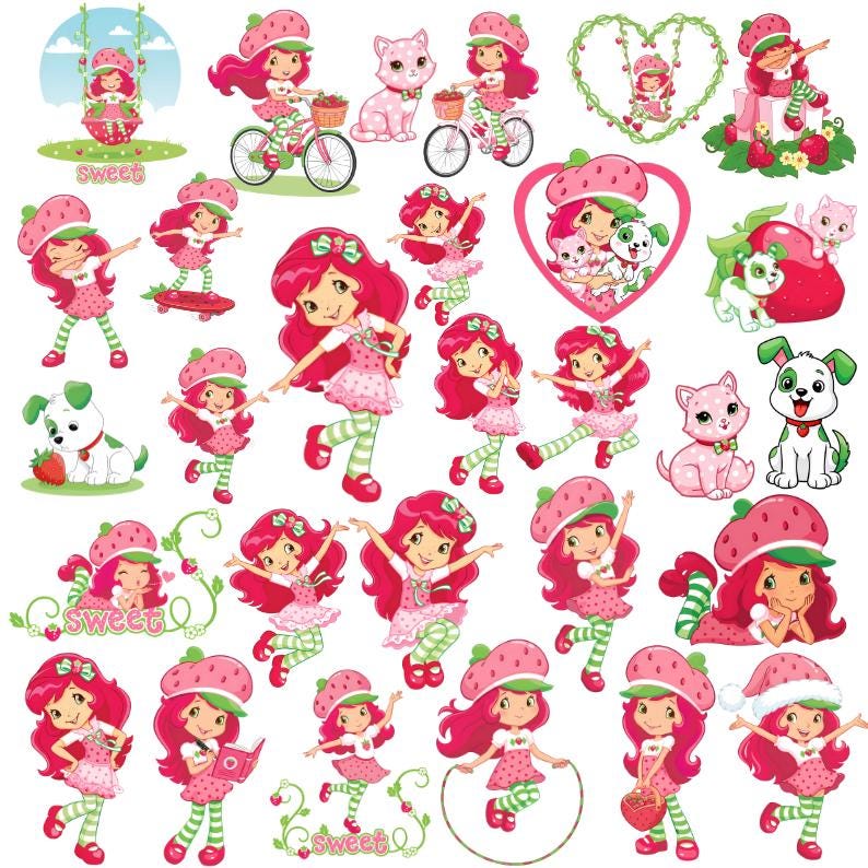 Strawberry Girl Clipart Bundle | 40 Cute PNG Files | High Resolution ...