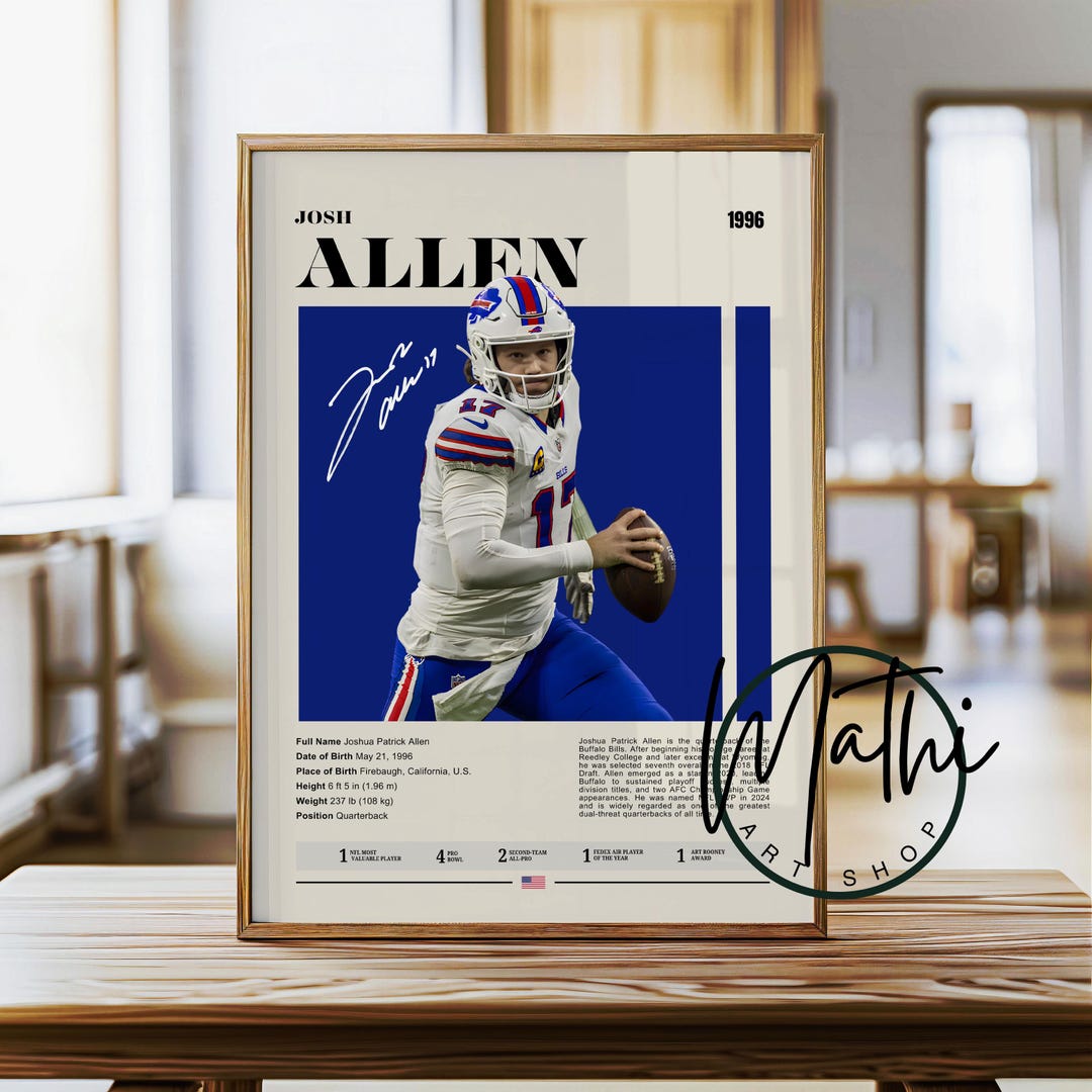 Josh Allen Buffalo Bills Poster: NFL Sports Art Print (digital or ...