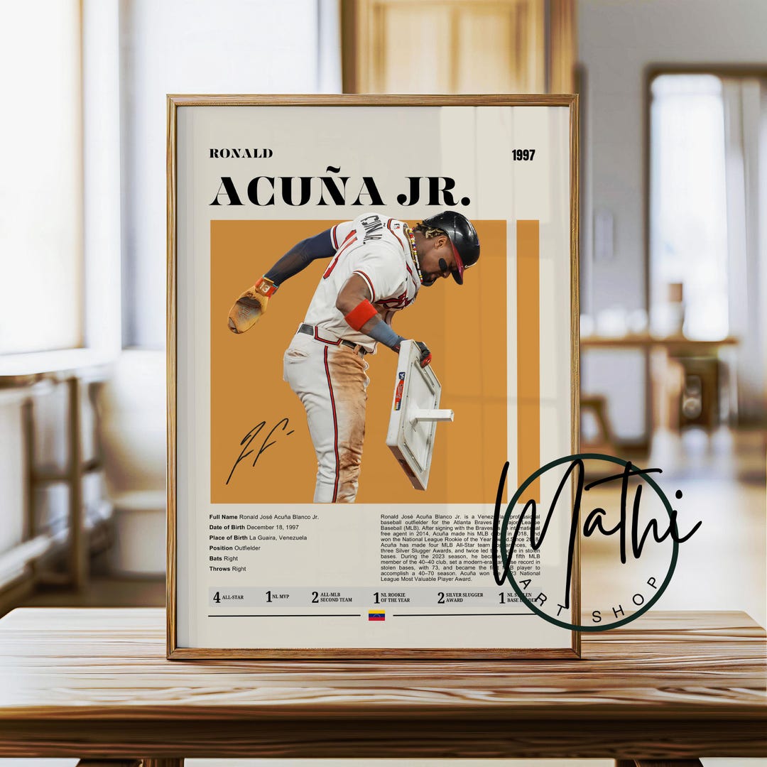 Ronald Acuña Jr. Poster, Atlanta Braves Print, MLB Wall Art, Braves ...