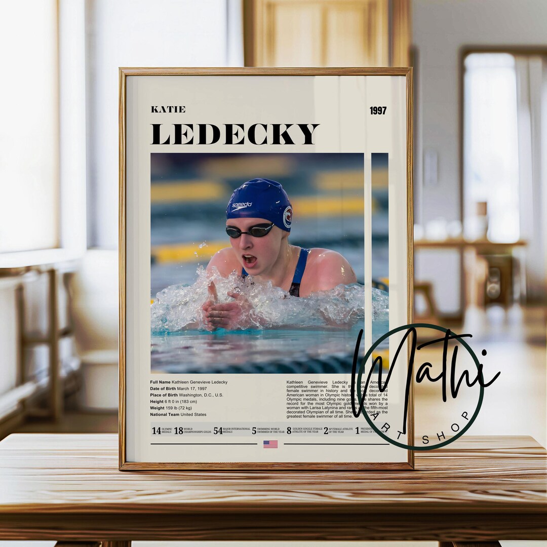 Katie Ledecky Swimming Poster, Minimalist Athlete Print (digital or ...