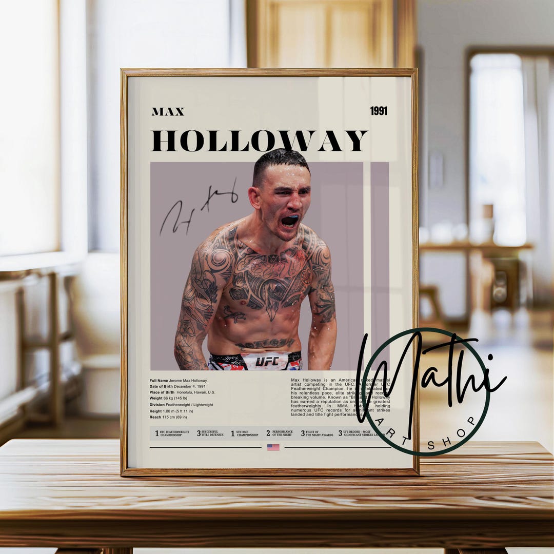 Max Holloway Art Print: UFC Legend & Featherweight Icon (digital or ...