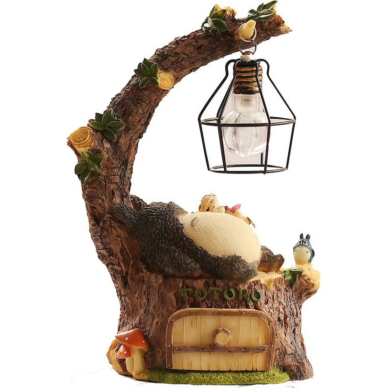 Totoro Tree Lamp Figurine Set, Cute Anime Desk Decor With Hanging ...