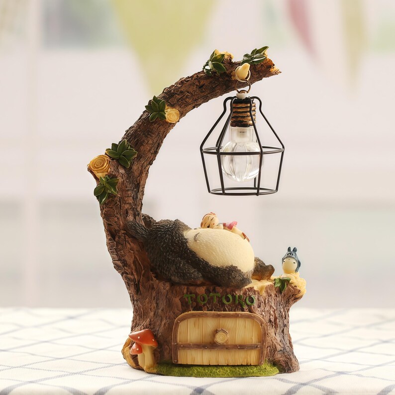 Totoro Tree Lamp Figurine Set, Cute Anime Desk Decor With Hanging ...