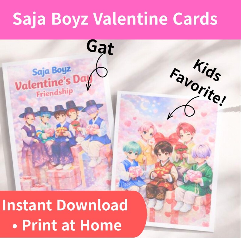 Printable Kpop Saja Boyz Valentine Cards, Korean Gat Hats,soda Pop ...