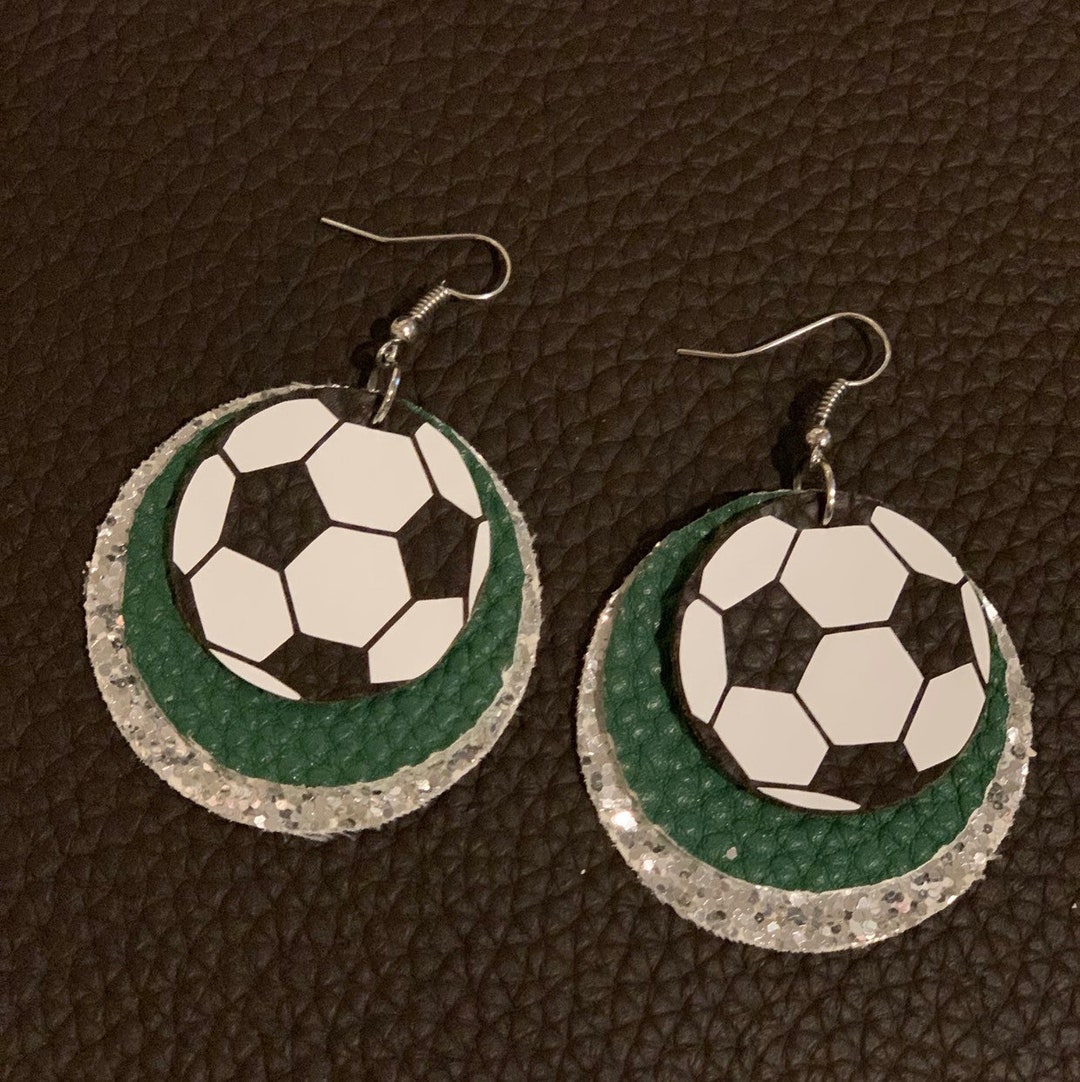 Custom Faux Leather and Bling Soccer Earrings - Etsy