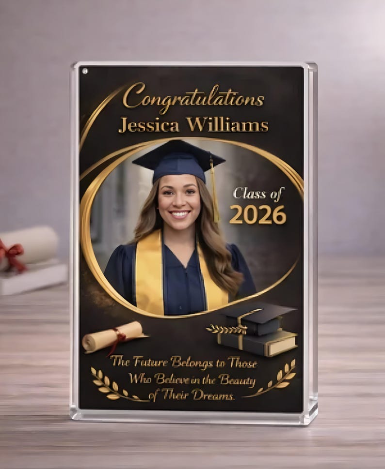 Personalized Graduation Acrylic Plaque With Photo, Class of 2026 Gift ...
