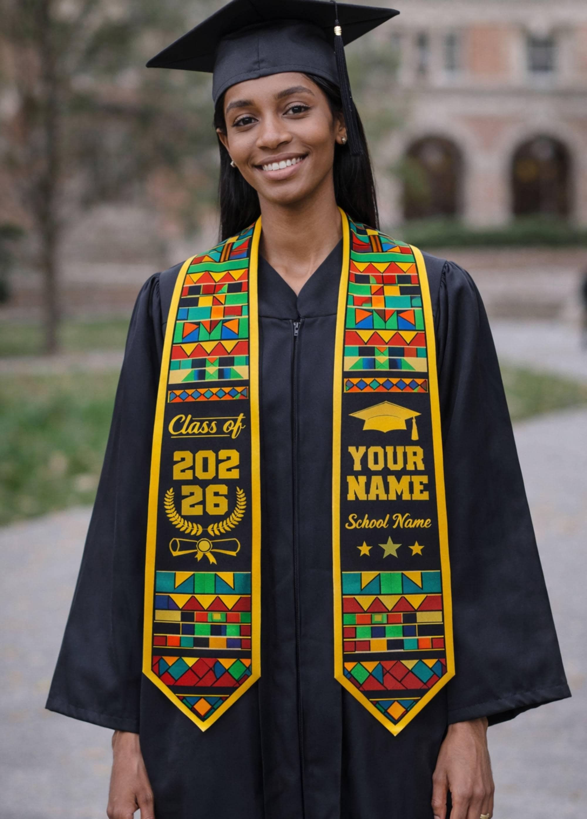 Custom African Stole With Traditional Kente Pattern, Traditional Kente ...