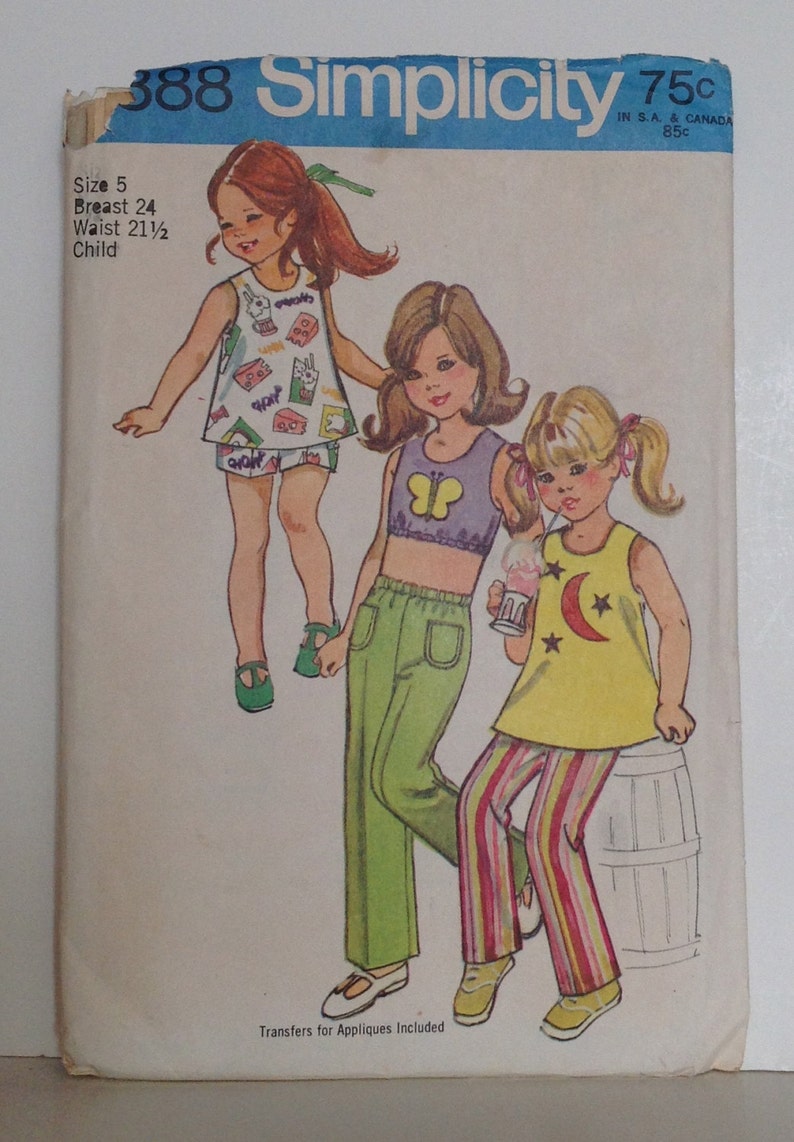 70s Simplicity 9388 Childs Tunic Top and Pants Pattern - Etsy