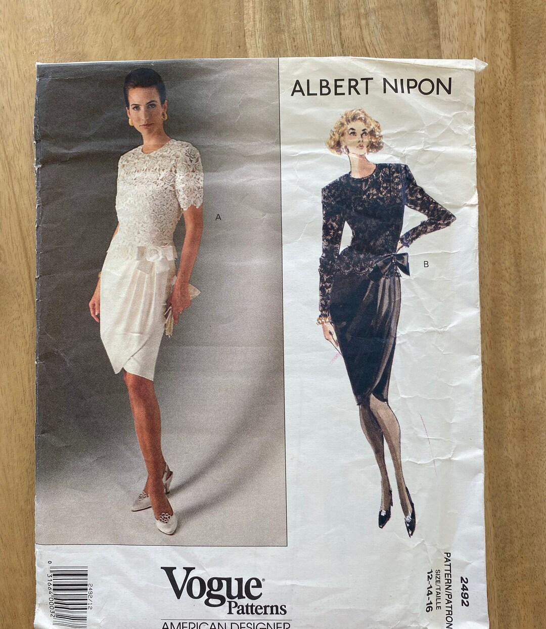 1990's Vogue Sewing Pattern 2492 Albert Nipon American Designer Dress ...