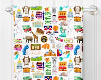 Denver Landmarks Towel, Denver Gift, Denver Souvenir, Denver Landmark ...