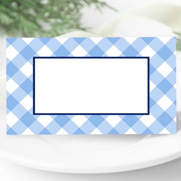 Blue Gingham Place Cards - Etsy