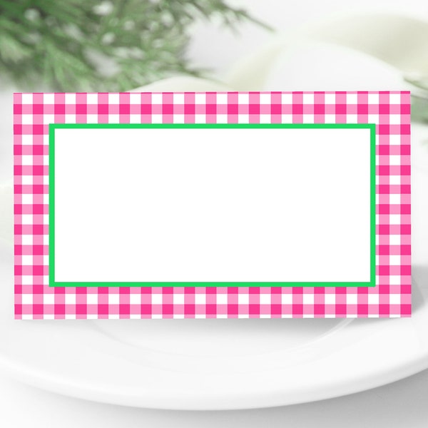 Pink Gingham Place Cards - Etsy