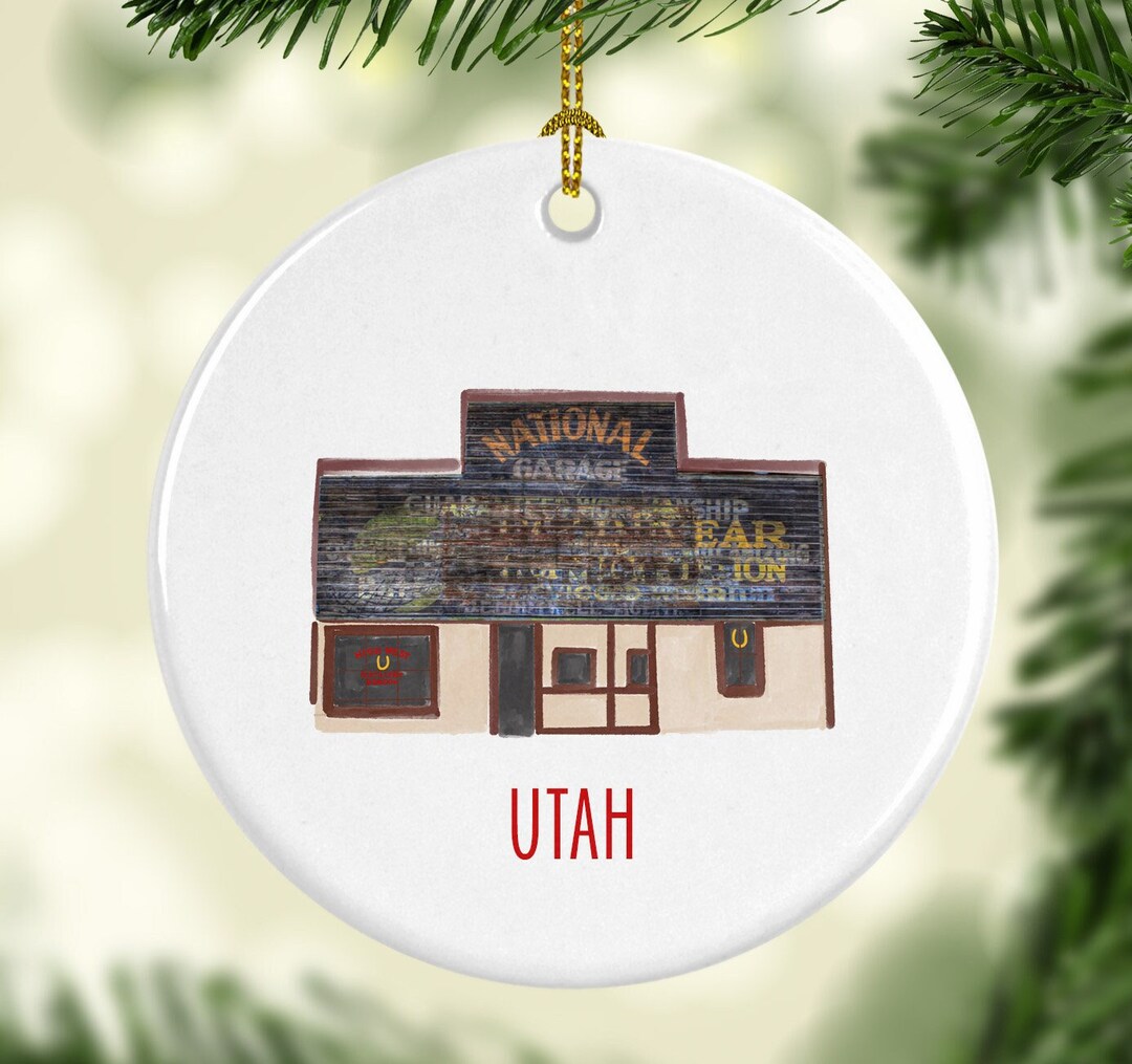 Iconic Utah National Garage Round Porcelain Ornament - Etsy